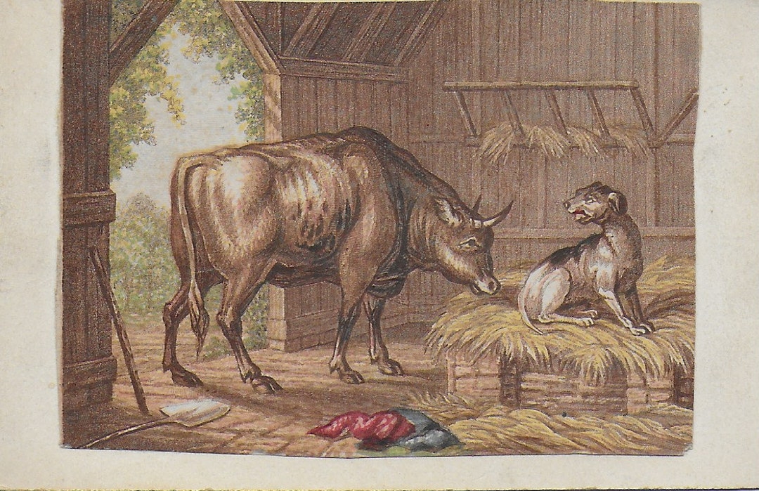 Victorian Kronhiem Print - Aesop Dog in the Manger - Etsy