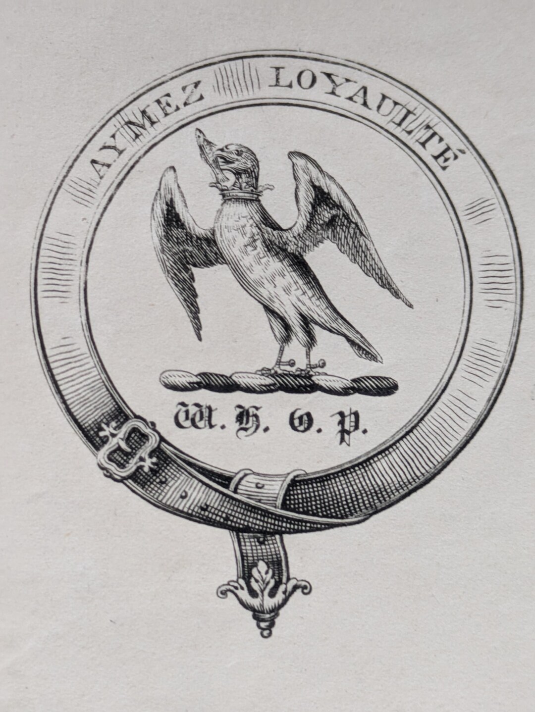 Antique Bookplate,ex-libris,bird, Latin, W.H.O.P Antiquarian Ephemera ...