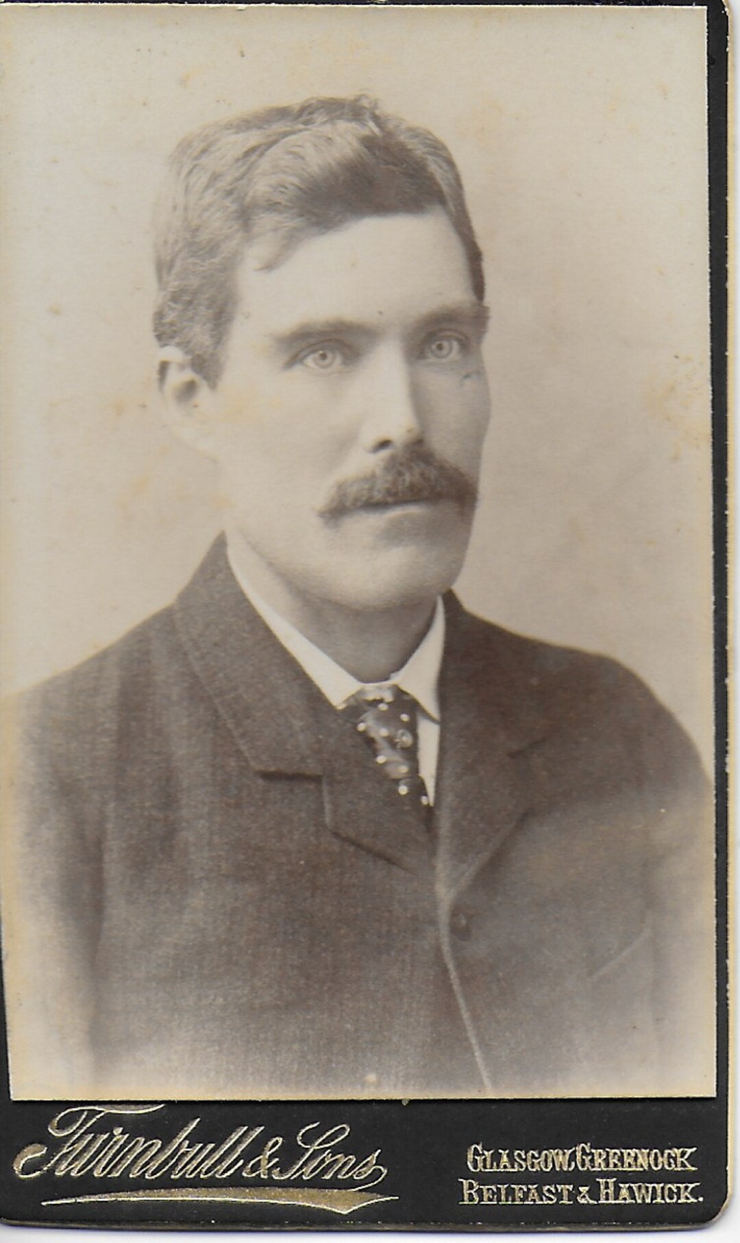 Victorian CDV Young Man in Suit, Moustache, Spotty Tie, Short Hair ...