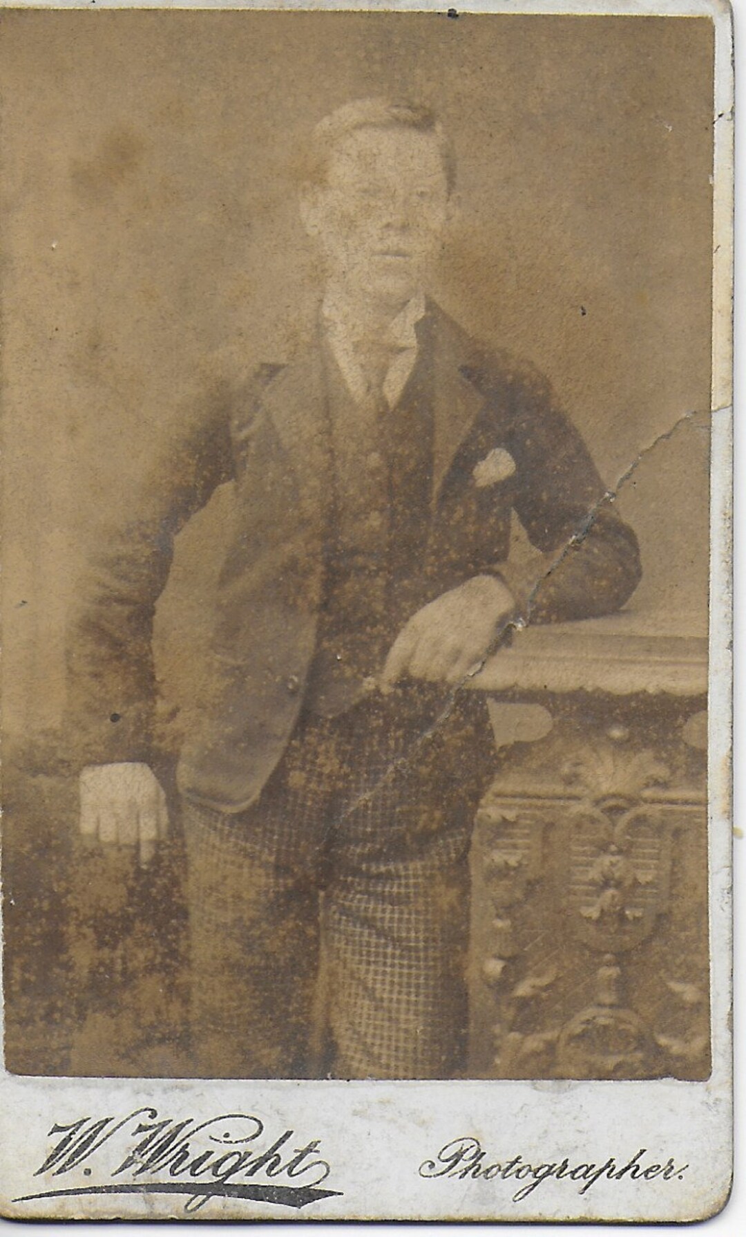 Victorian CDV Young Man, Dark Jacket, Glasses, Damaged, Old, Worn ...