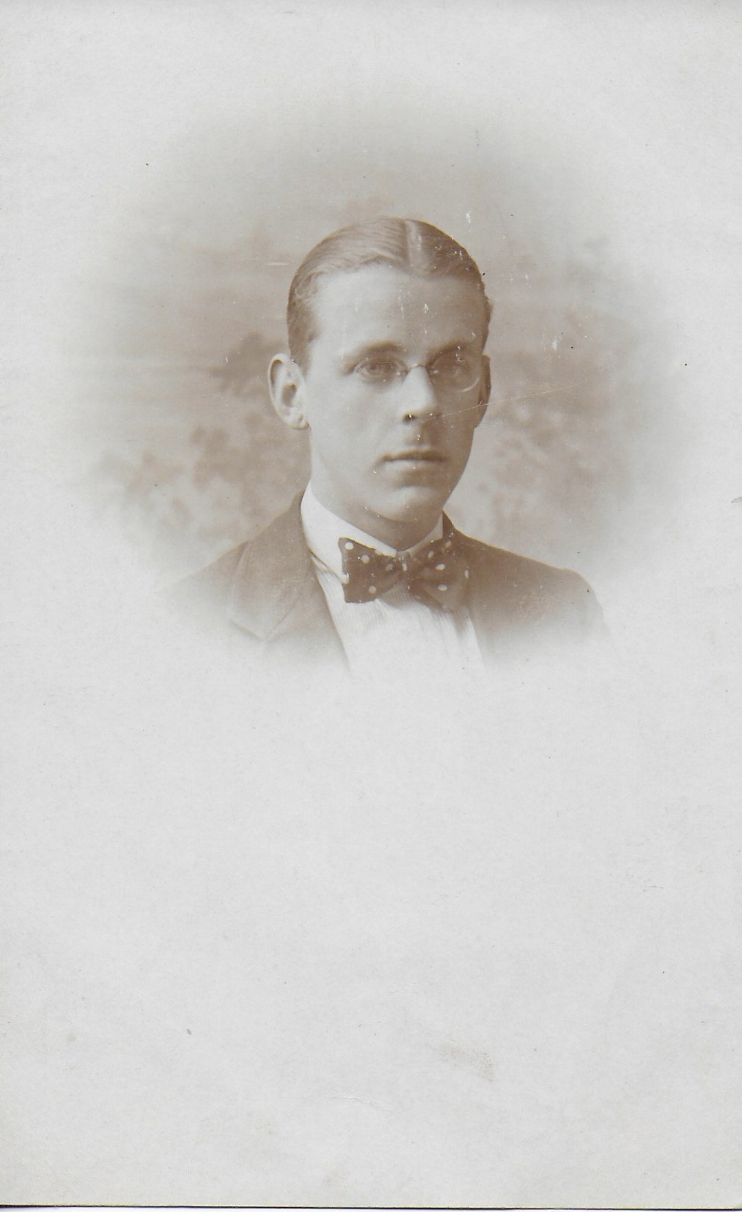 RPPC, Vintage Photo, Young Man, Spotty Tie, Bow Tie, Mens Fashion ...