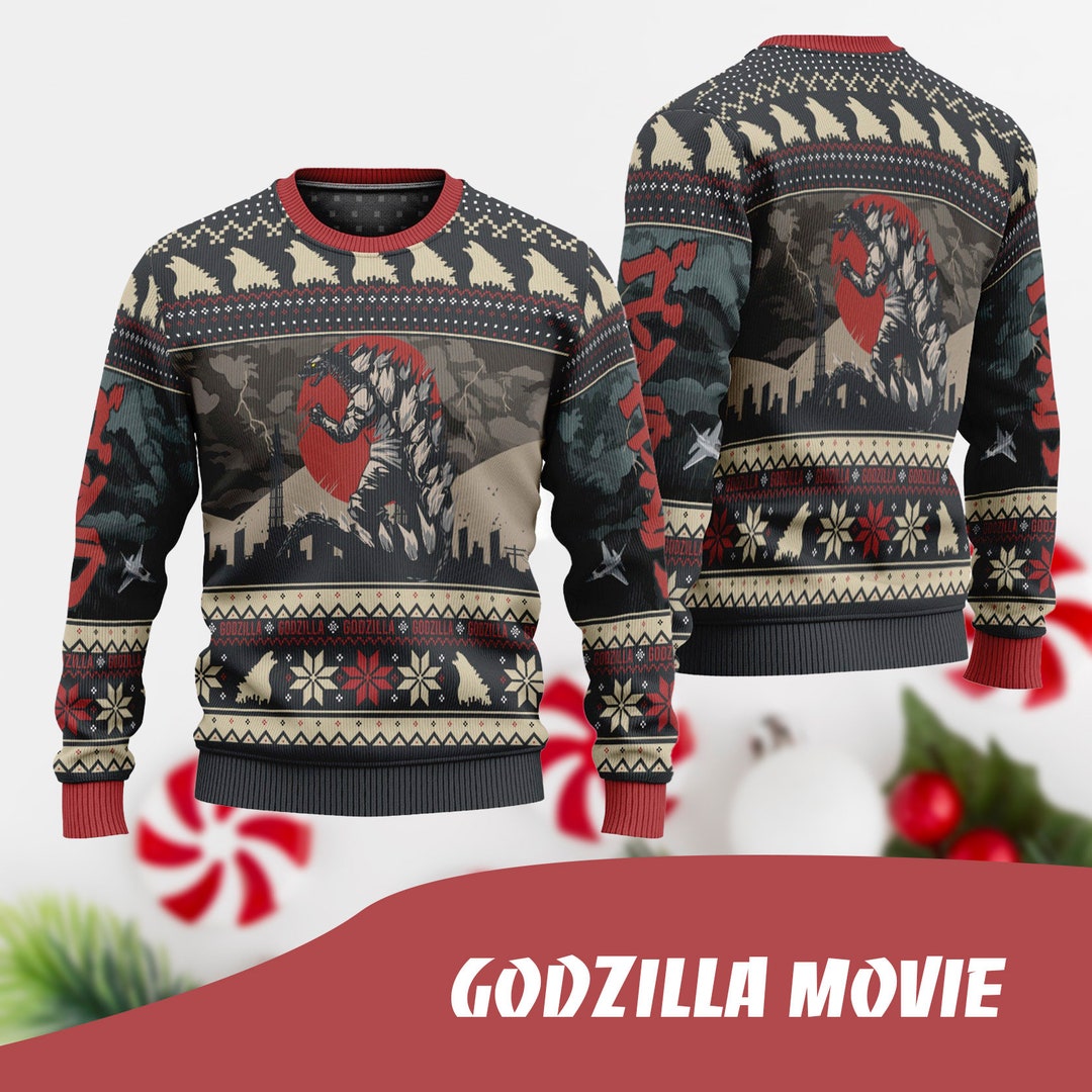 Godzilla Movies Ugly Sweater Christmas Ugly Sweater - Etsy