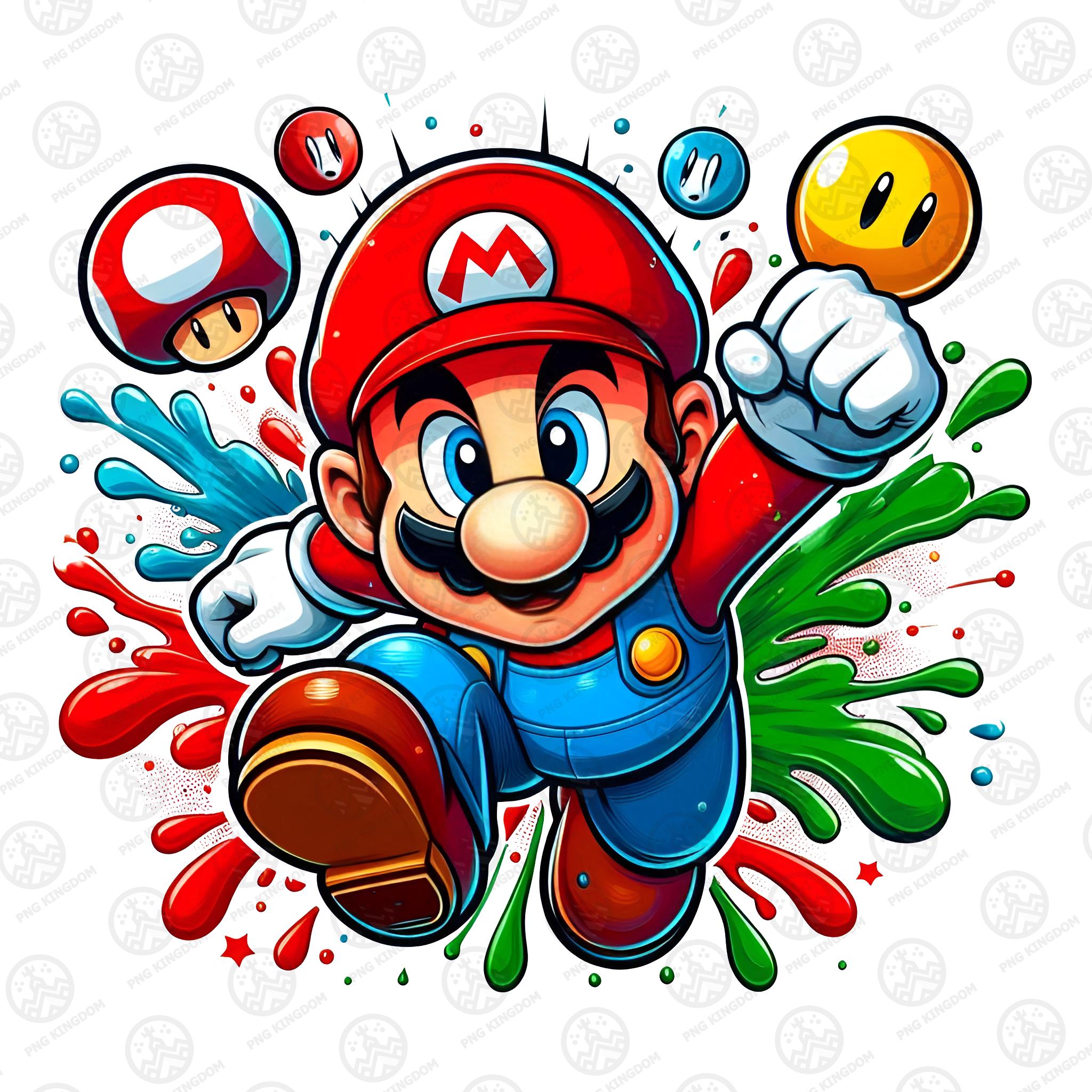 Mario Cute Clipart, Rgb Splash, Cartoon, Png, Instant Download - Etsy