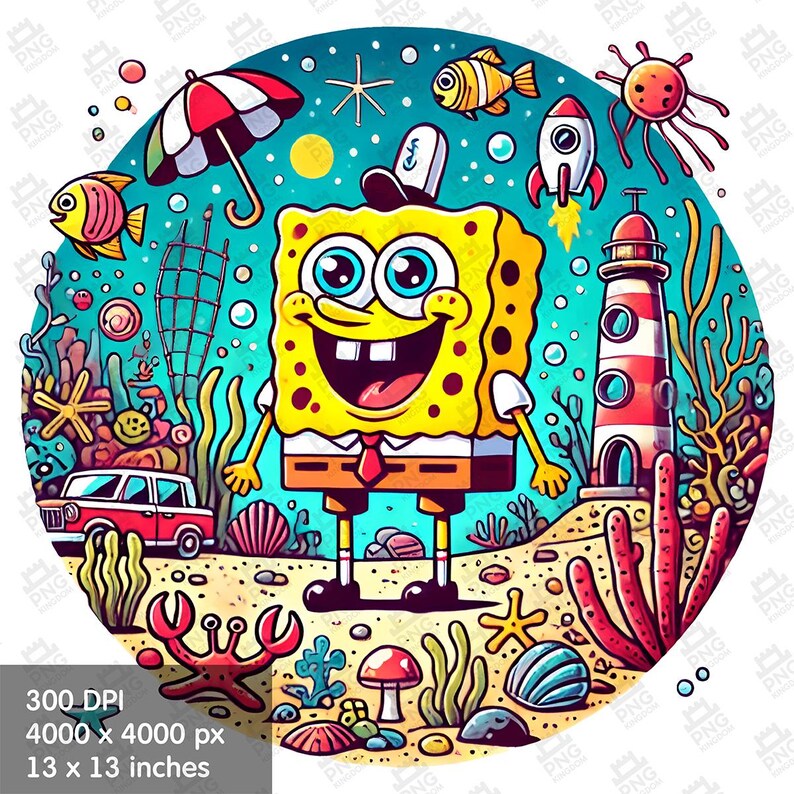 Spongeboy Underwater City Clipart, Adorable Marine Life Illustrations for DIY Projects and ...