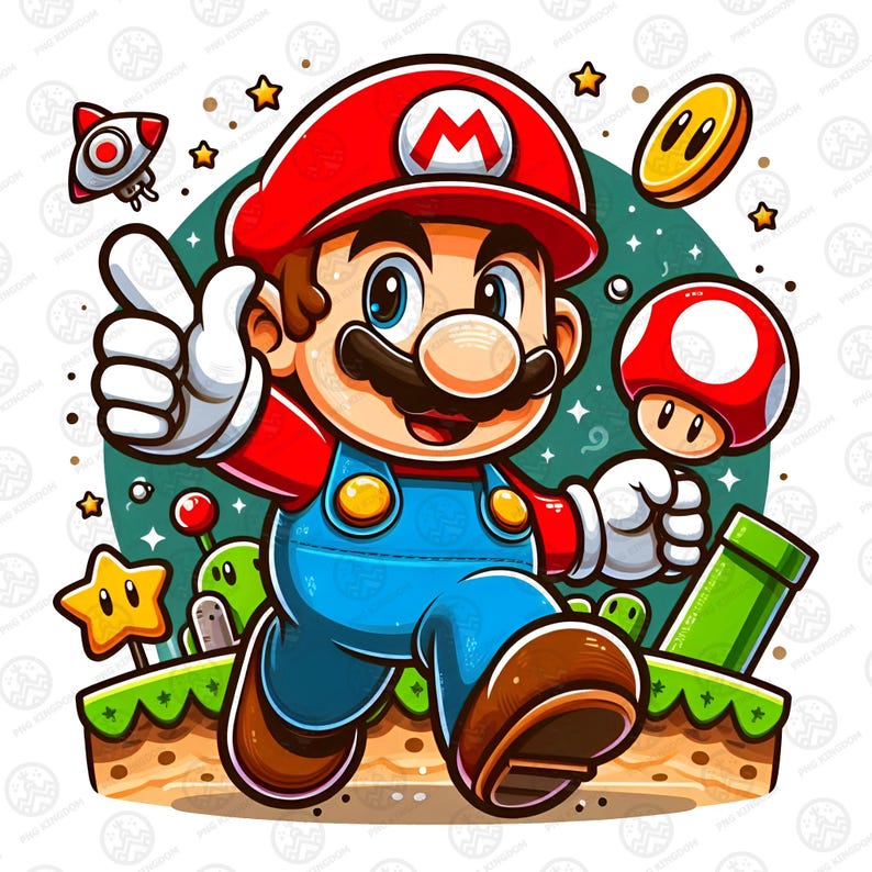 Mario Cute Clipart, Adorable, Cartoon, Png, Instant Download - Etsy