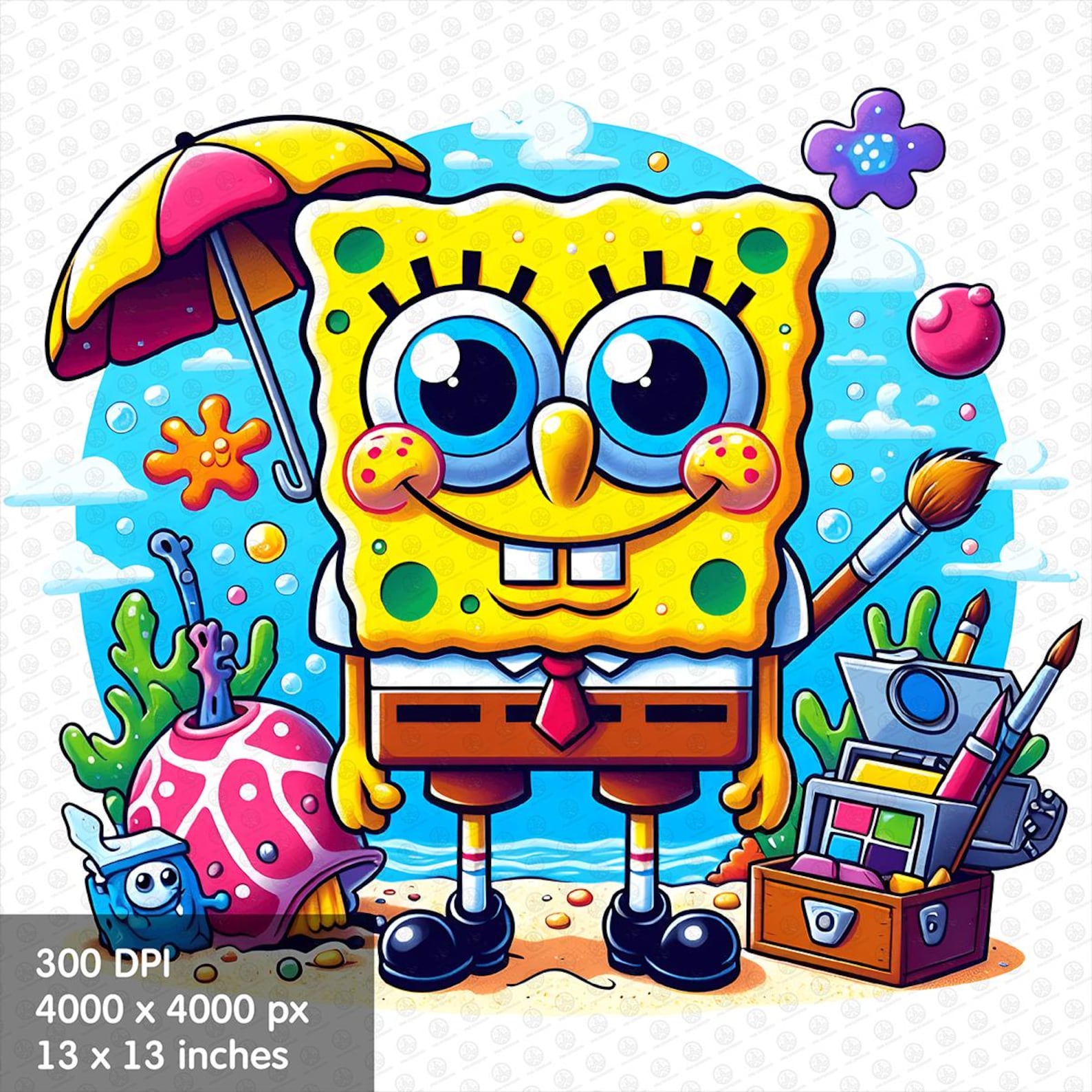 Spongeboy Artist Clipart, Fun Digital Art Elements for DIY Projects, Ideal Present for Creative ...