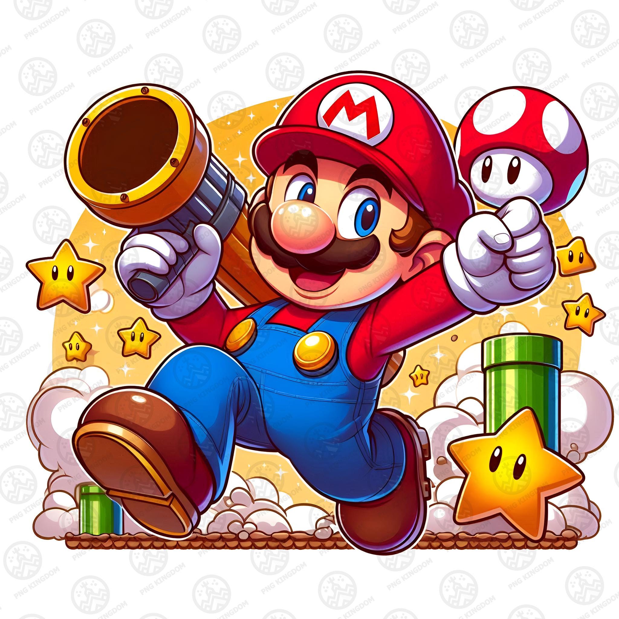 Mario Cute Clipart, Bazooka, Cartoon, Png, Instant Download - Etsy
