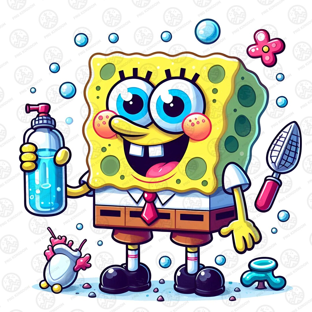 Spongebob Cute Clipart, Bubble, Soap, Cartoon, Png, Instant Download - Etsy