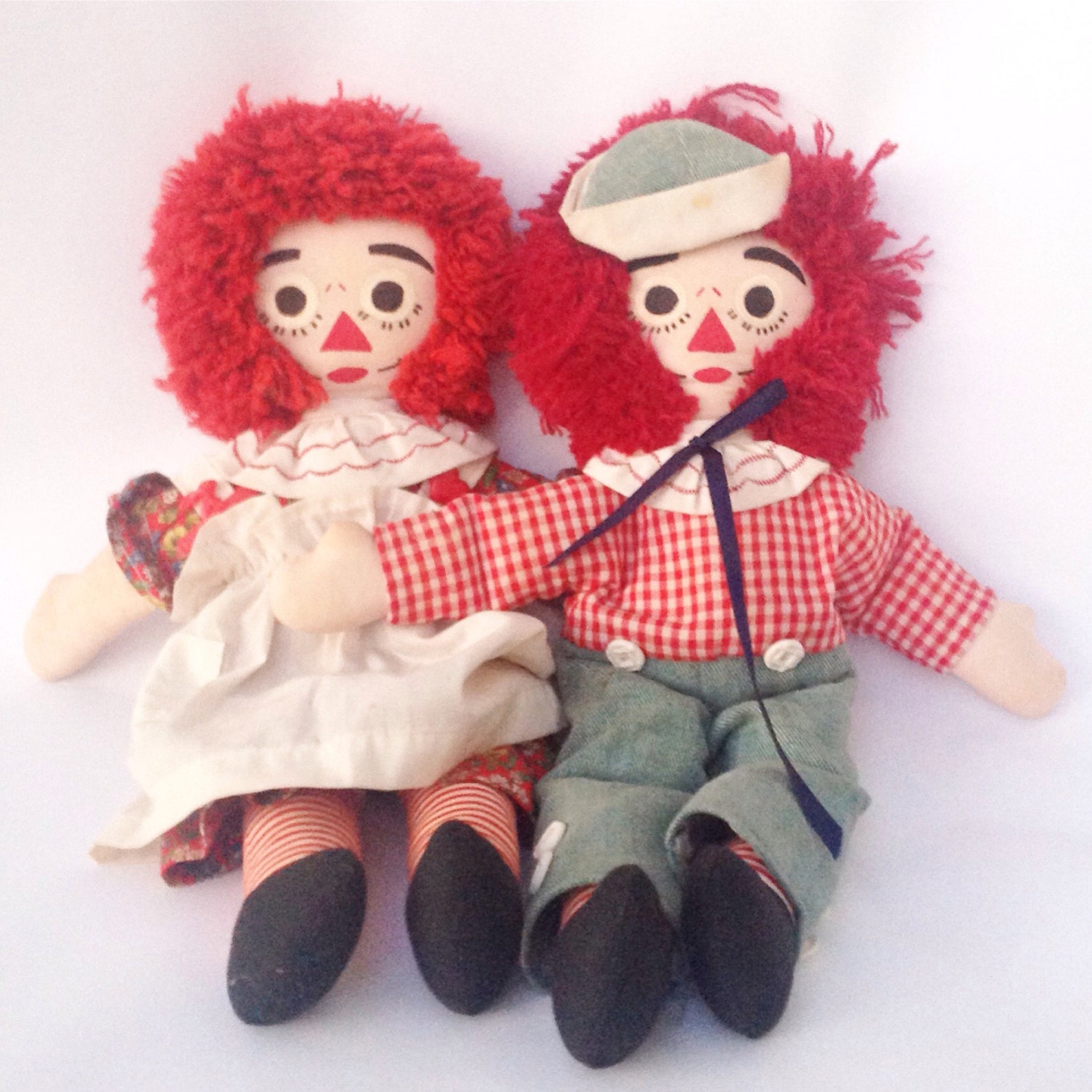 Vintage 16" Raggedy Ann Girl Doll 16" Raggedy Andy Boy Plush Stuffed ...