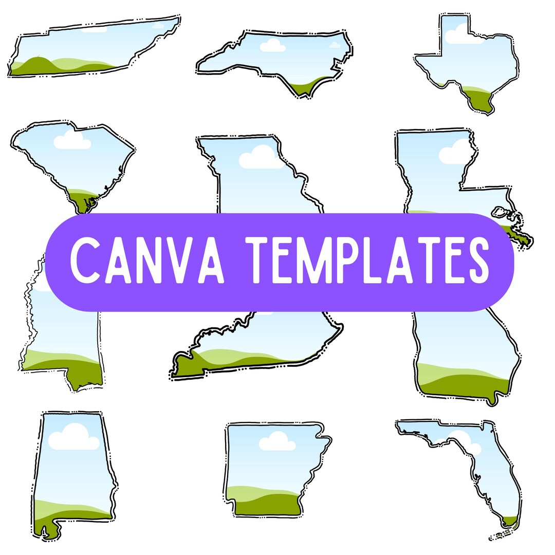 United States Southern State Frame With Doodles, Editable in Canva ...