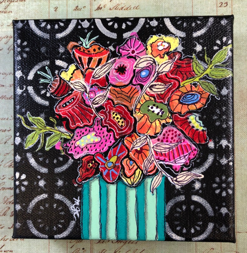 ORIGINAL Acrylic Painting Fanciful Bouquet - Etsy