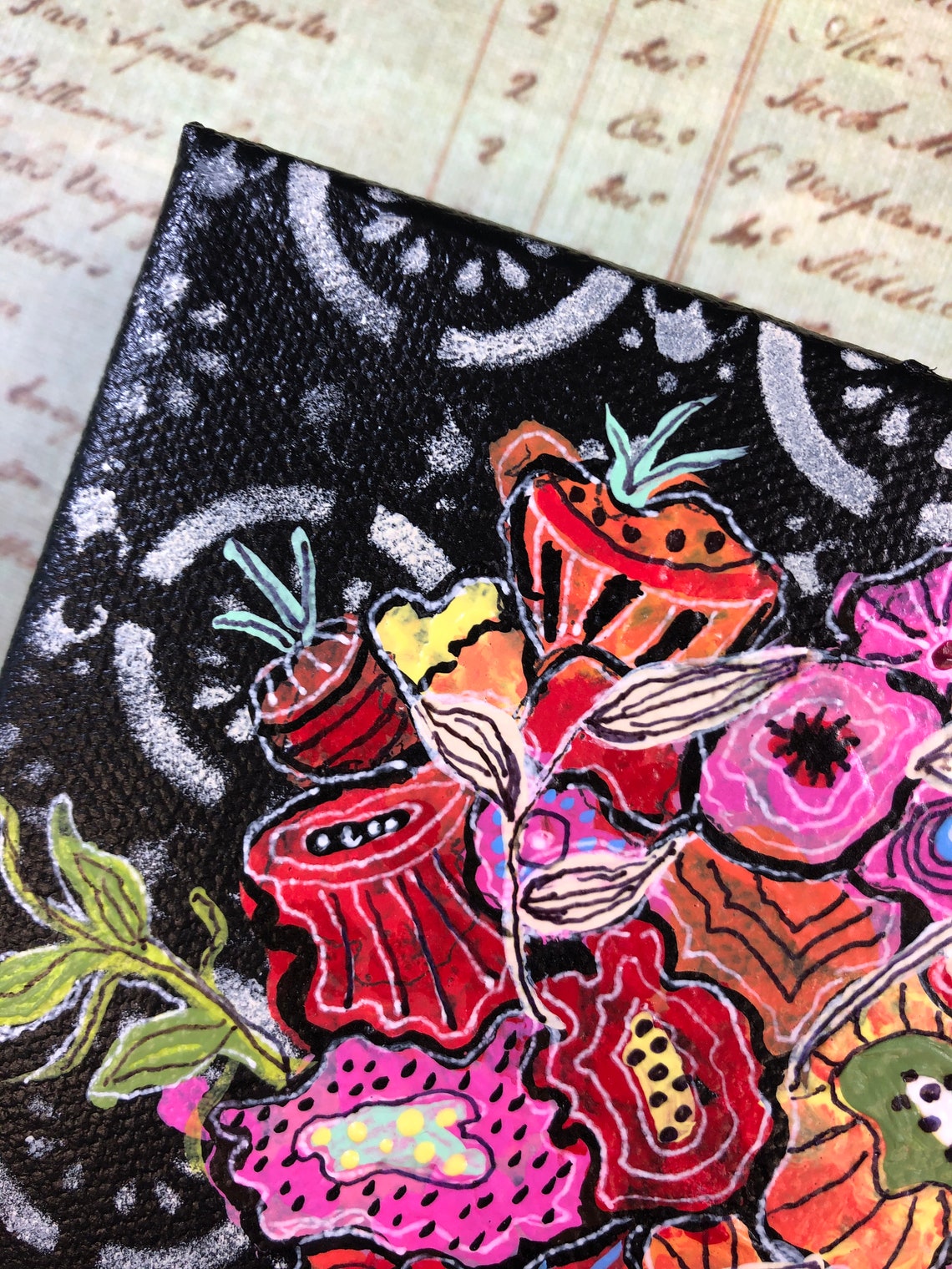 ORIGINAL Acrylic Painting Fanciful Bouquet - Etsy