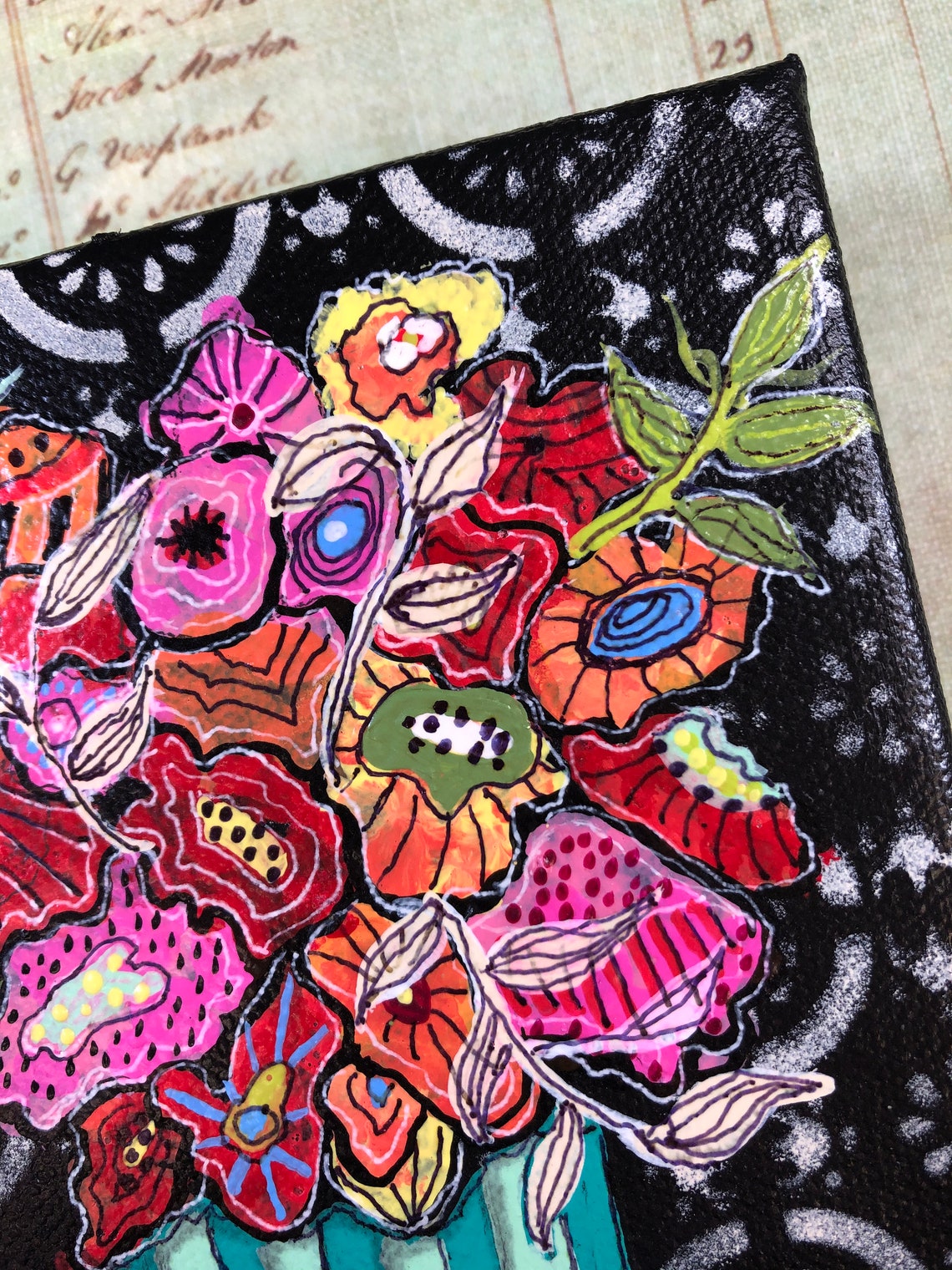 ORIGINAL Acrylic Painting Fanciful Bouquet - Etsy