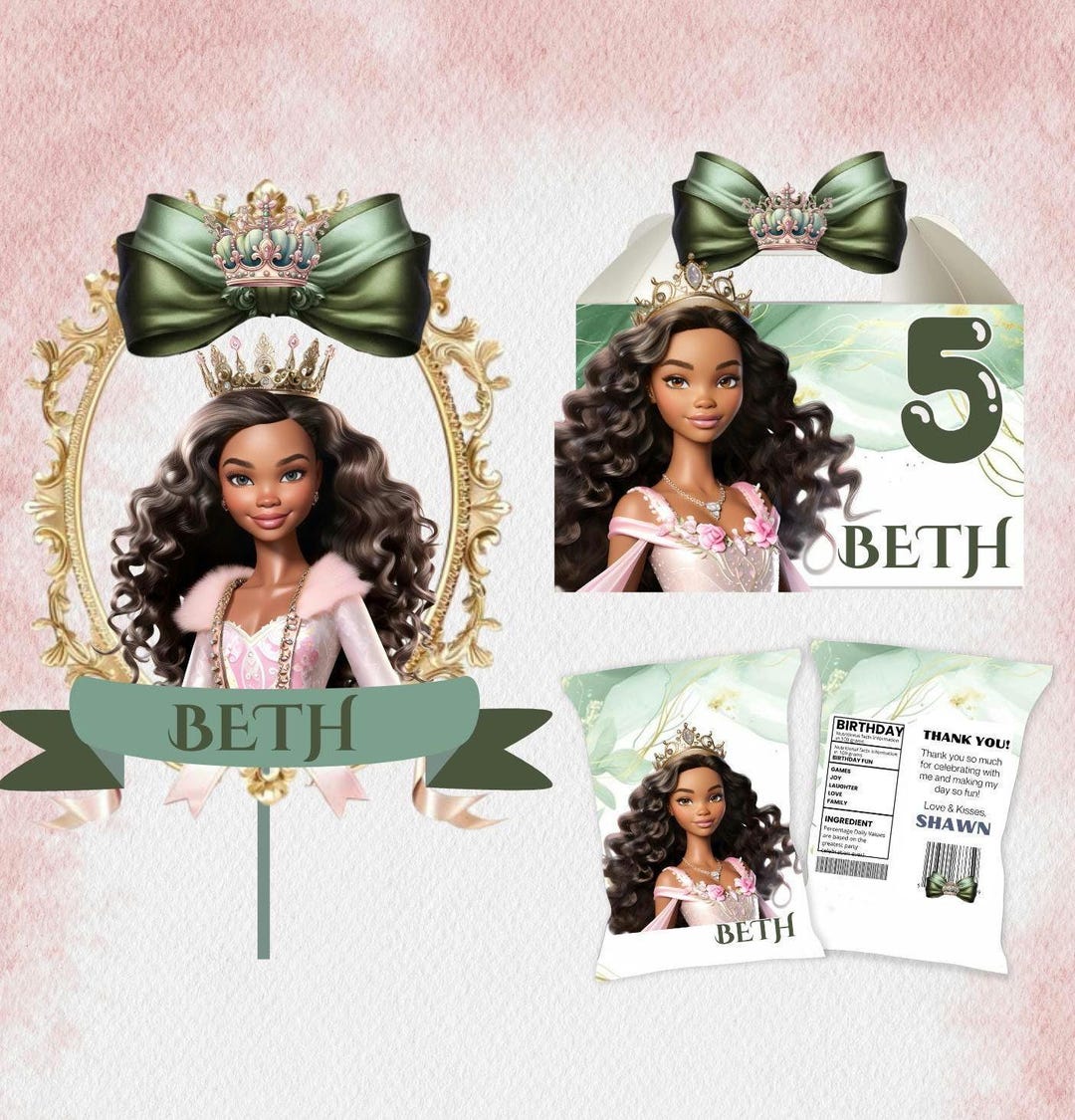 Custom Black Princess Favor Party, Barbie Candy Boxes, African American ...