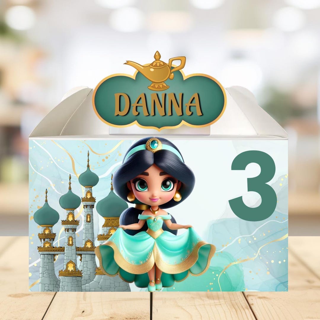 Jasmine and Aladdin Favor Box | Custom Disney Princess and Prince Party ...