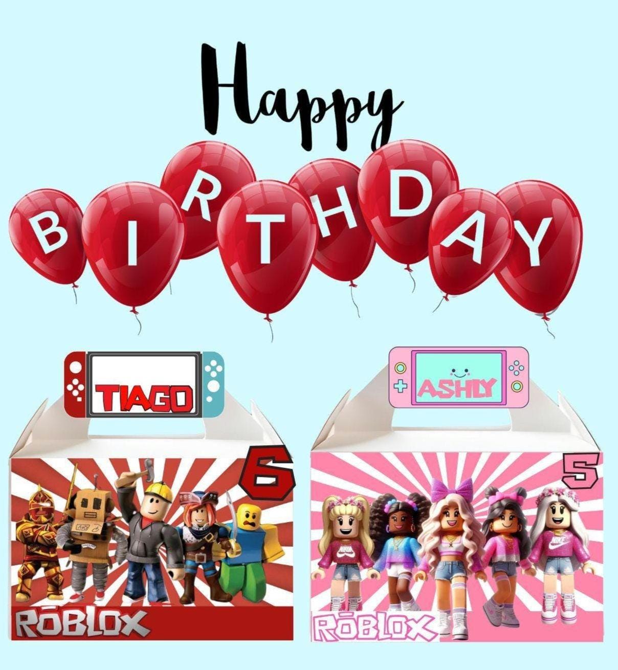 Roblox Favor Box for Kids Birthday | Custom Gamer Party Candy Box ...