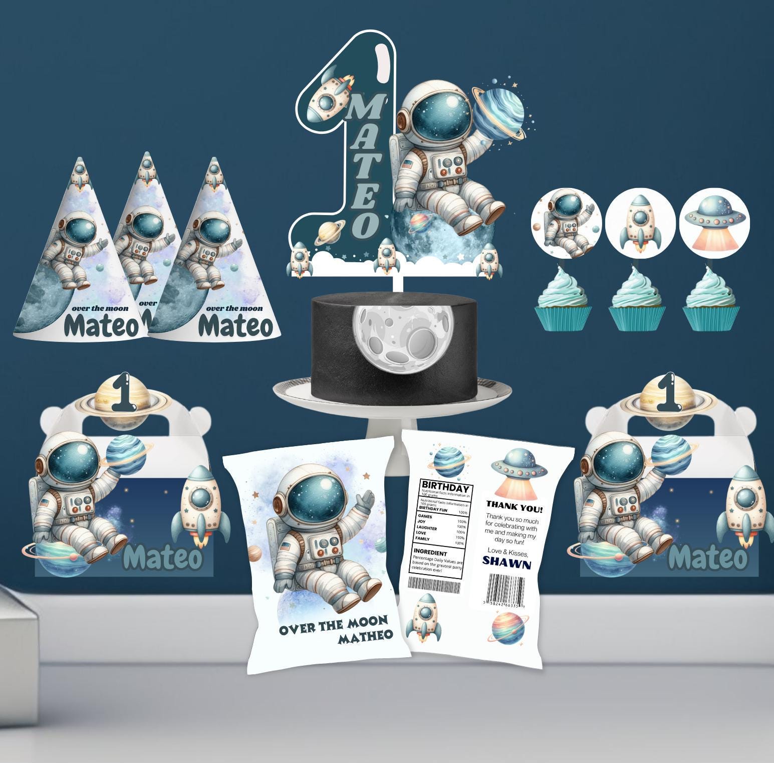 Personalized Astronaut Party Kit Box, Astronaut Birthday Theme ...