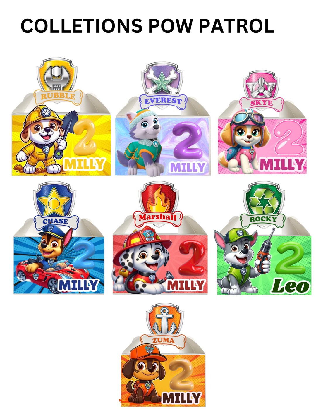 Personalized Pow Patrol Kit Favor Party, Pow Patrol Gable Box 3D Candy ...