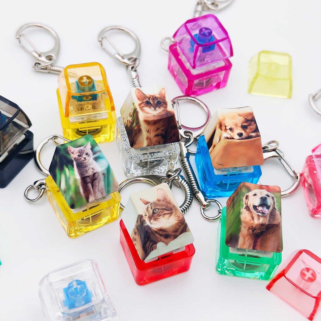 Custom Keycap Clicky Keychain,light up PBT Keycap Keychain,stim Toy ...