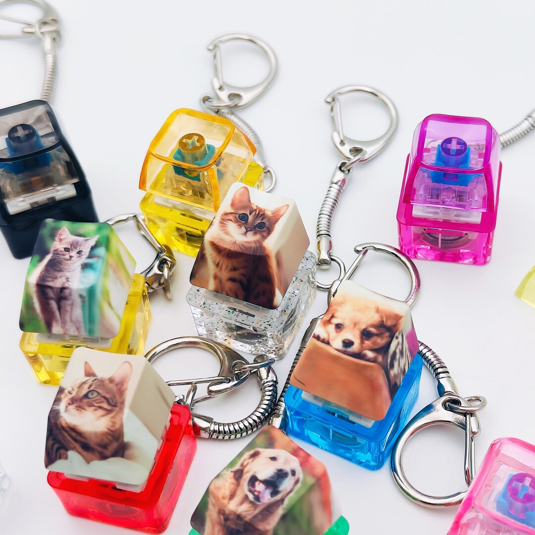 Custom Keycap Clicky Keychain,light up PBT Cats and Dogs Keycaps,stim ...