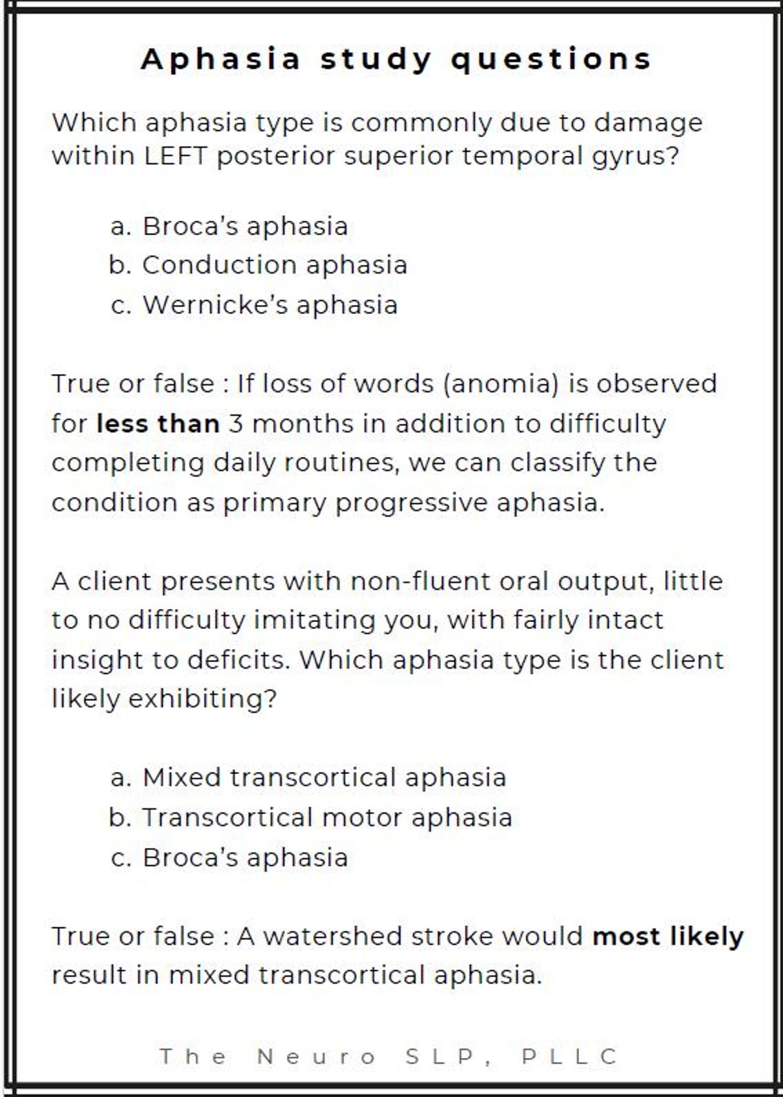 Aphasia Study Guide - Etsy