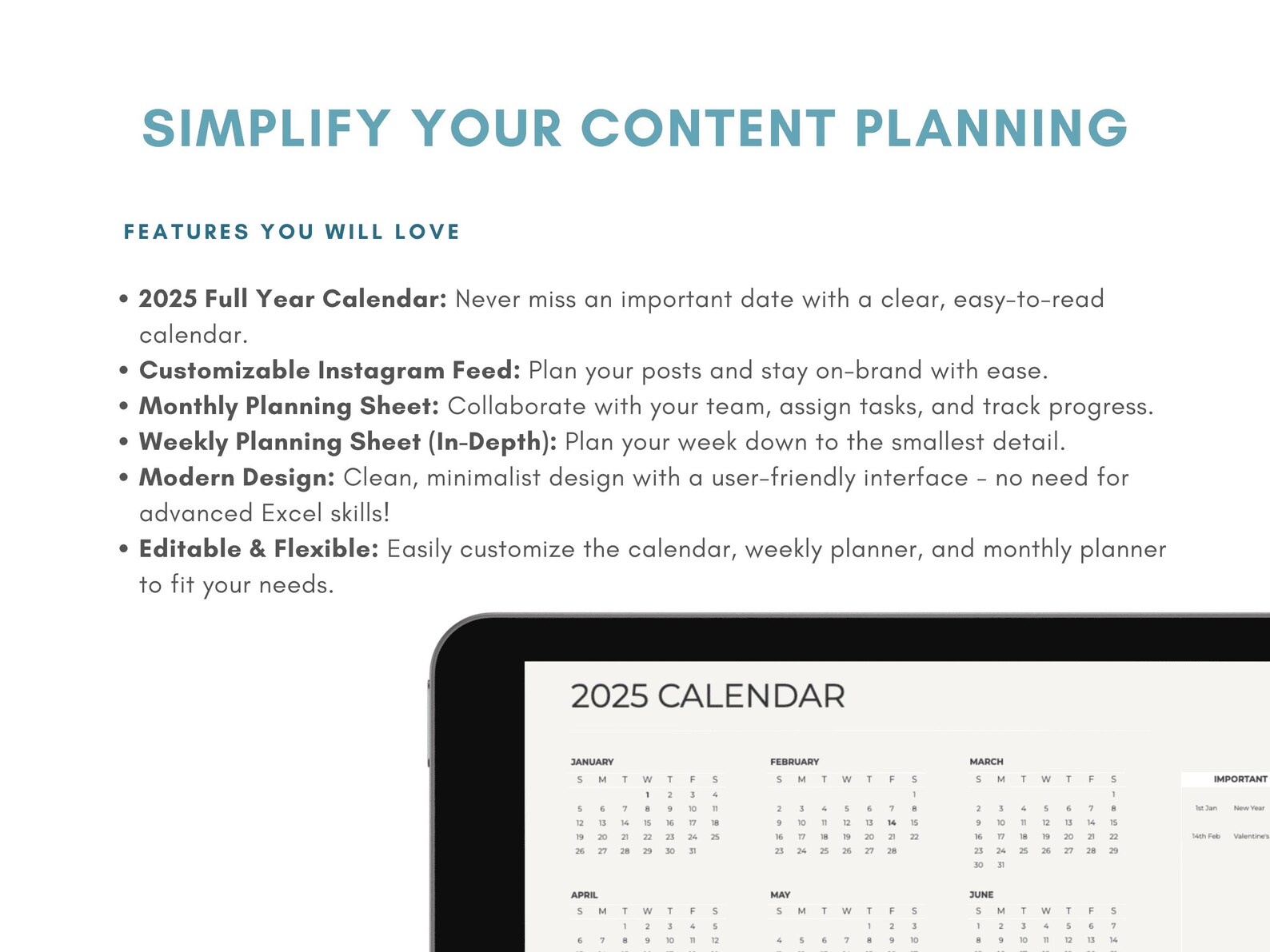 2025 Social Media Content Calendar for Google Sheets, Digital Planner ...
