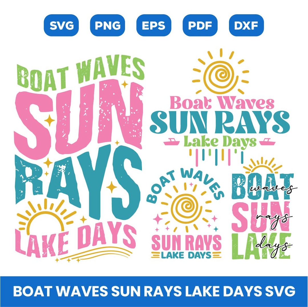 Boat Waves Sun Rays Lake Days Svg, Summer Svg, Retro Summer Svg, Beach ...