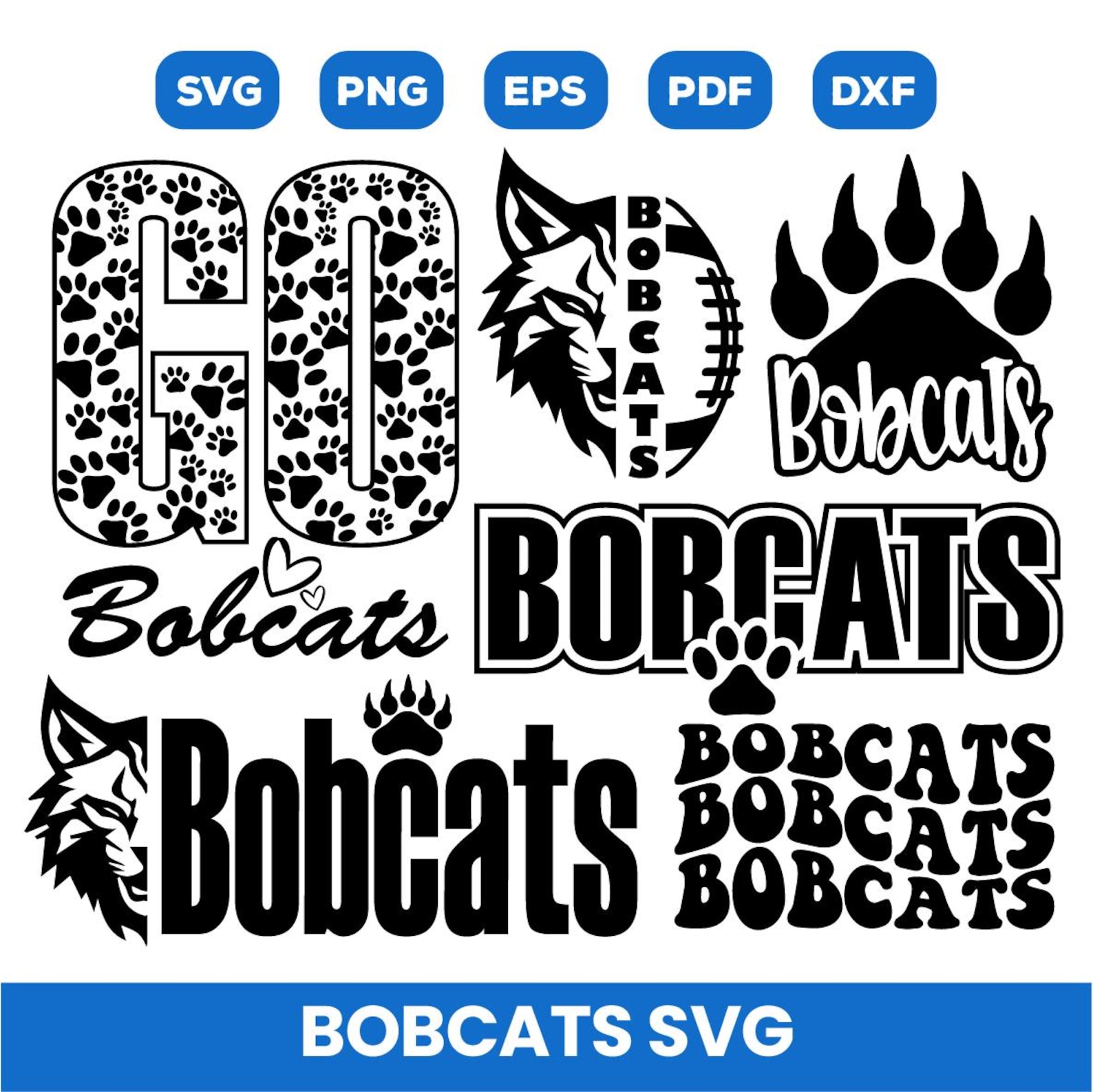 Bobcats Svg, Bobcat Svg Bundle, Bobcats Paw Print Svg, Wild Cats Svg ...