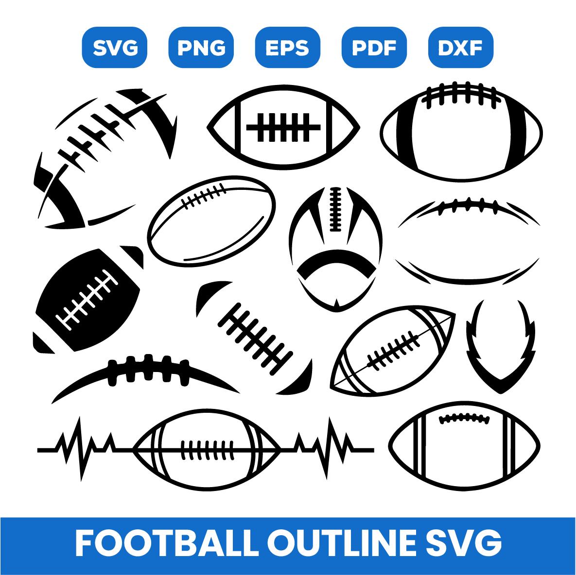 Football Outline Svg Bundle, Football Laces Svg, Football Sublimation ...
