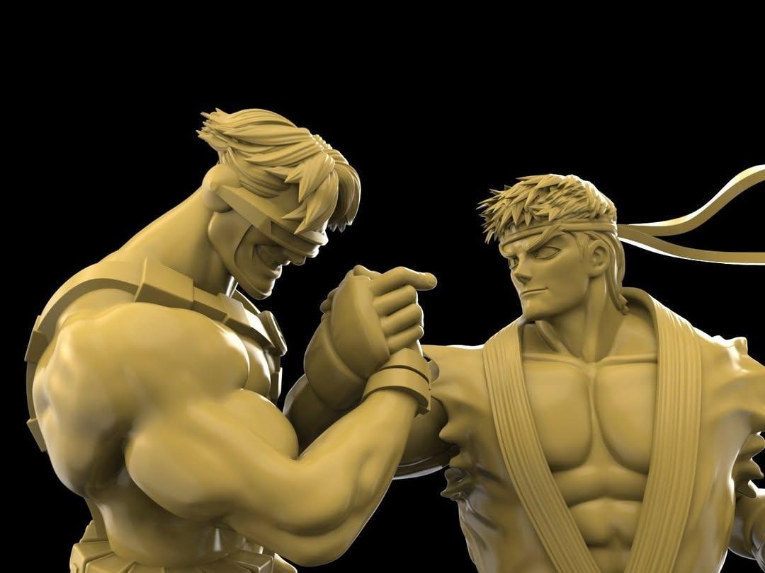 Cyclops and Ryu Marvel Vs Capcom 2 Handshake STL File With Base - Etsy