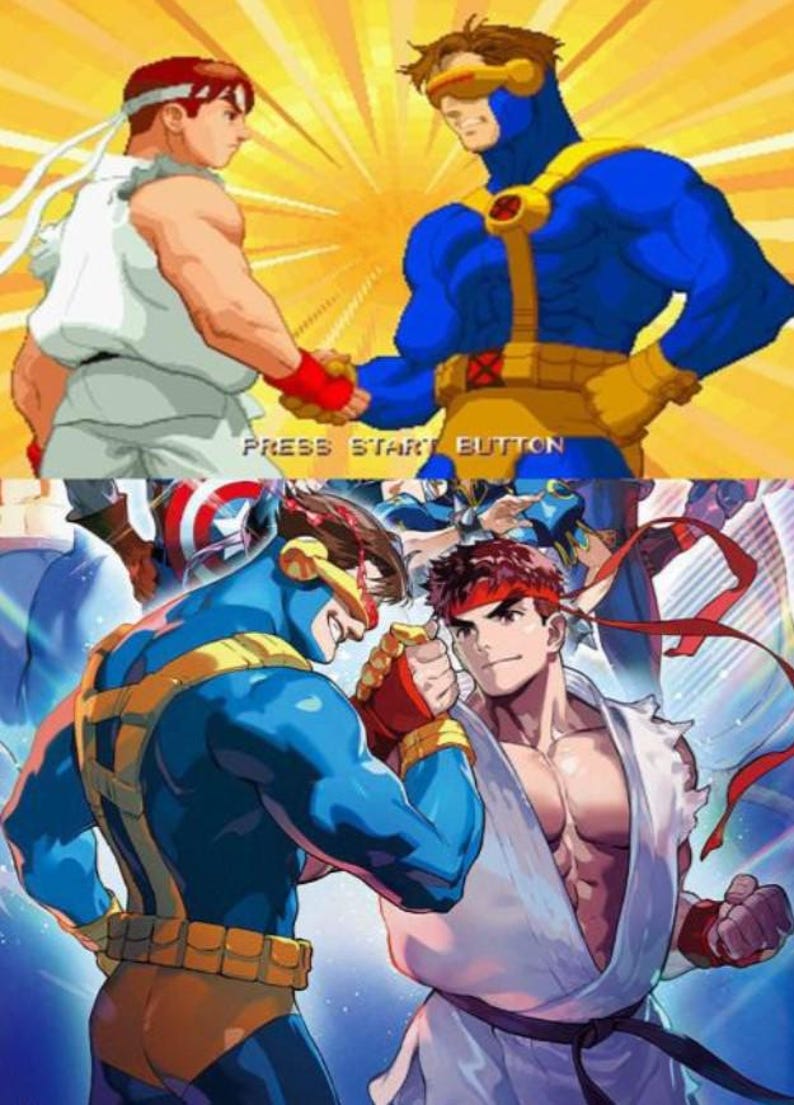 Cyclops and Ryu Marvel Vs Capcom 2 Handshake STL File With Base - Etsy