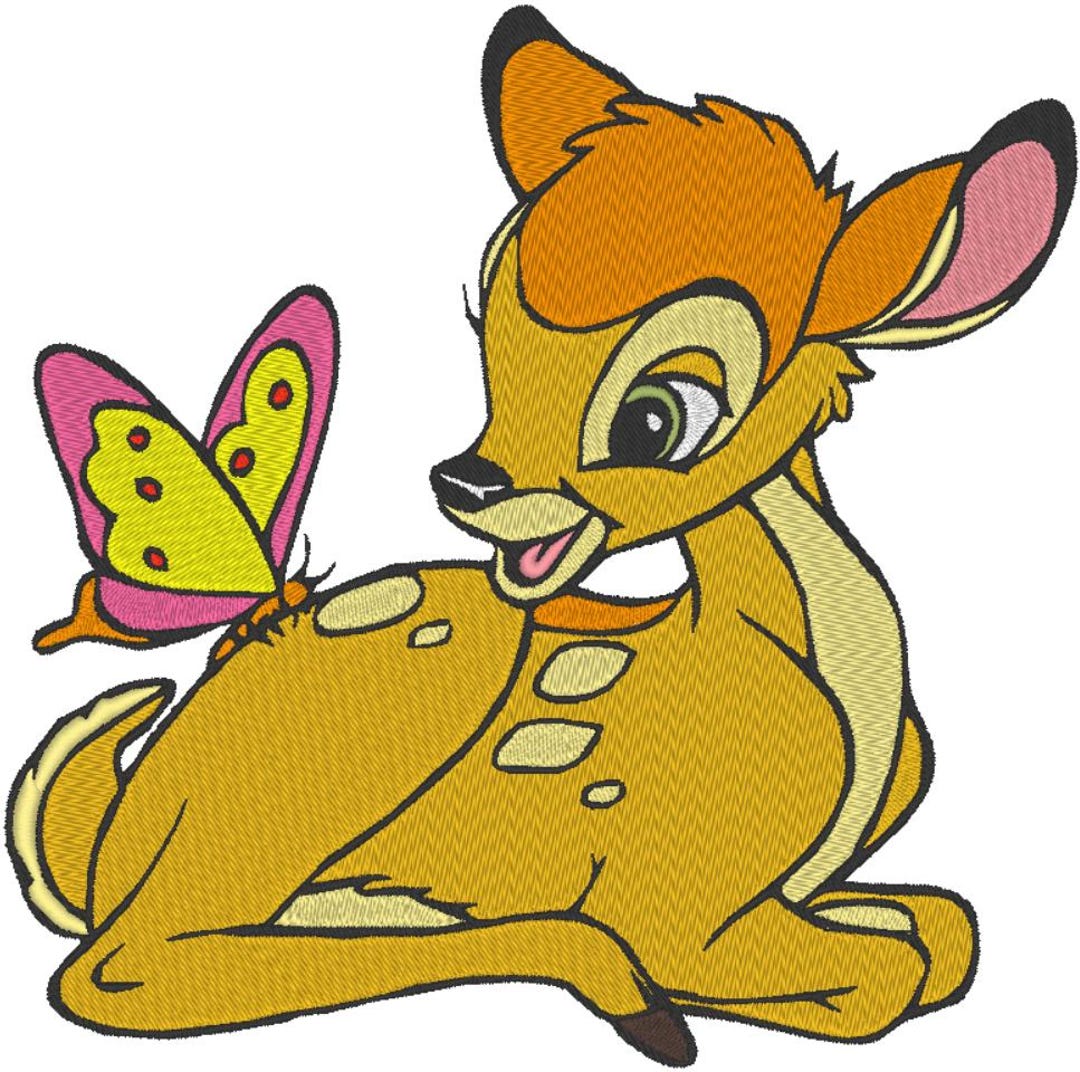 Fawn Embroidery Design With Butterfly - Bambi - Etsy