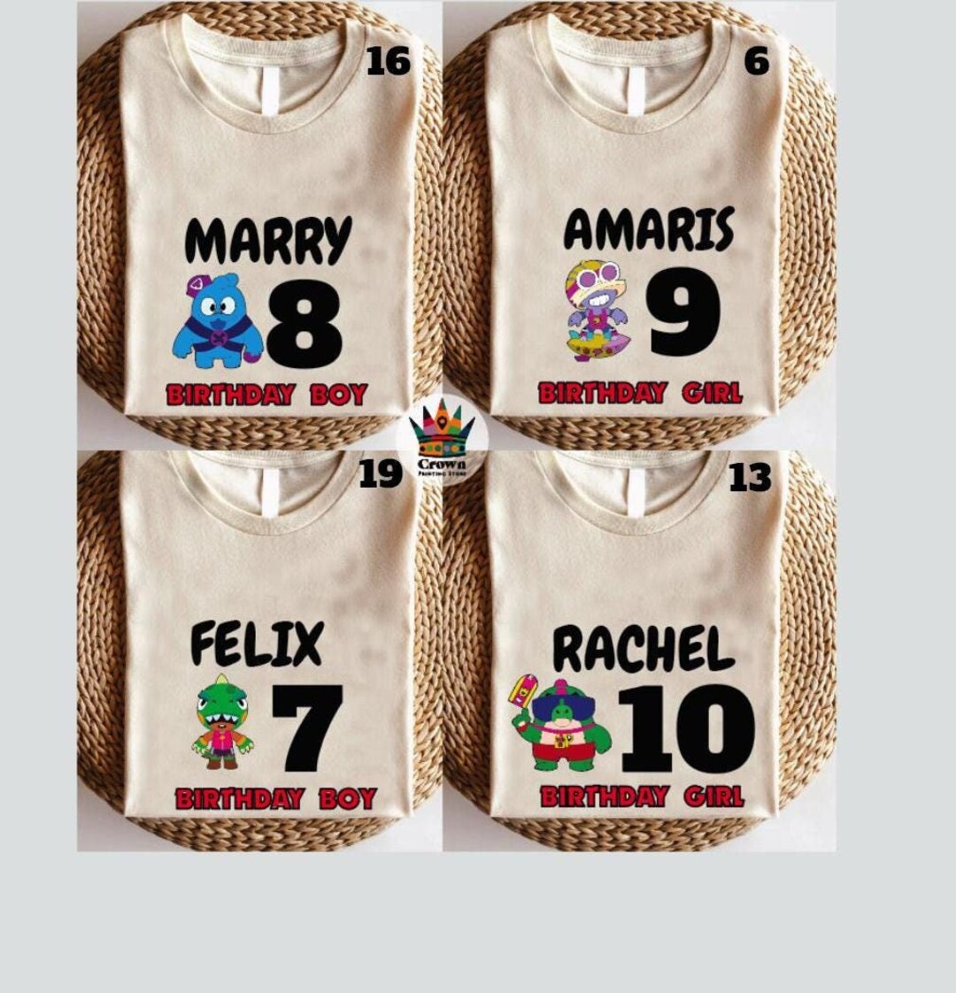 Personalized Birthday Brawl Stars Character Shirt, Custom Brawl Stars ...