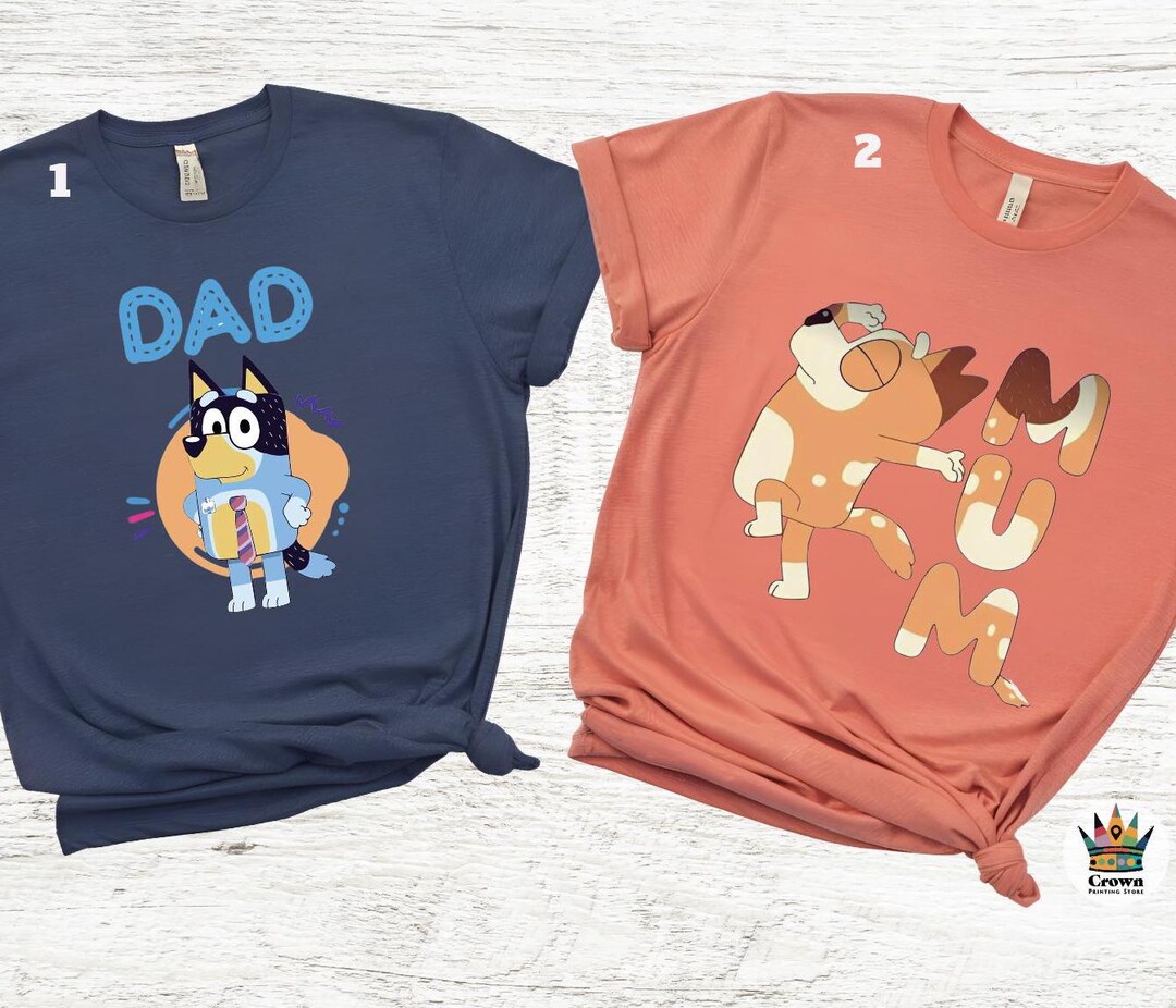 Bluey Dad, Mom Family Shirt, Mama Shirt, Dada Shirt, Cartoon Birthday ...