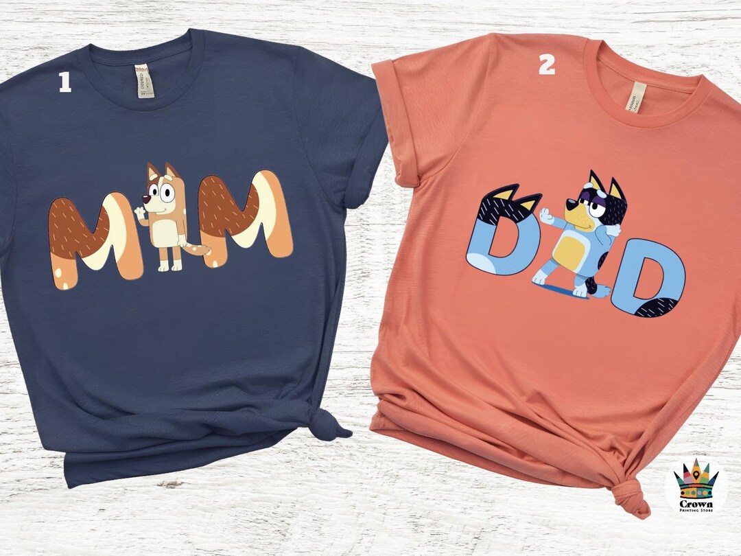 Bluey Dad, Mom Family Shirt, Mama Shirt, Dada Shirt, Cartoon Birthday ...