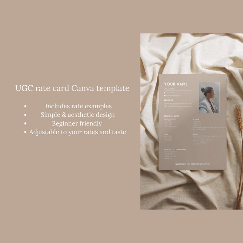 Aesthetic Nude Canva Rate Card Template for UGC Creators Clean Design ...