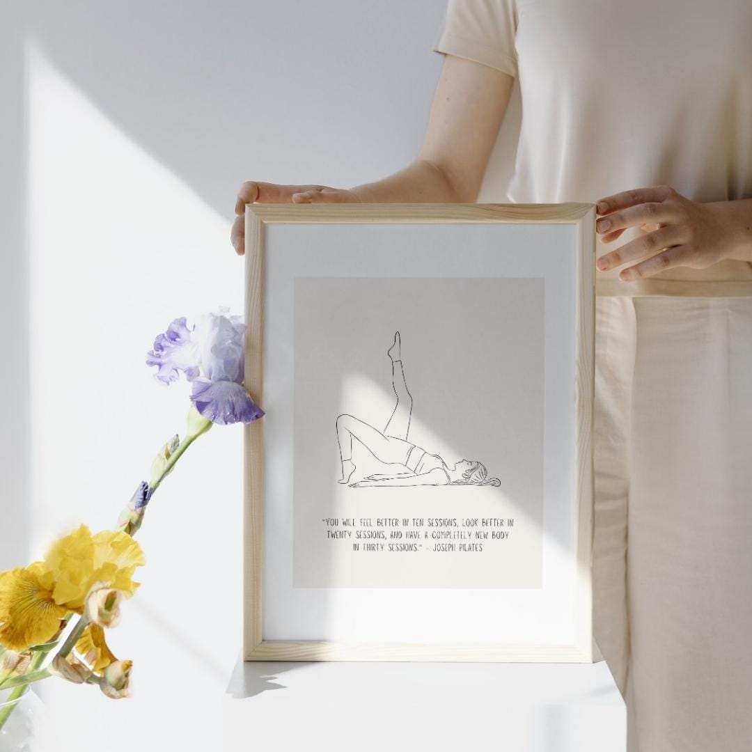 Inspirational Joseph Pilates Quote Print With Line Art - Reformer ...