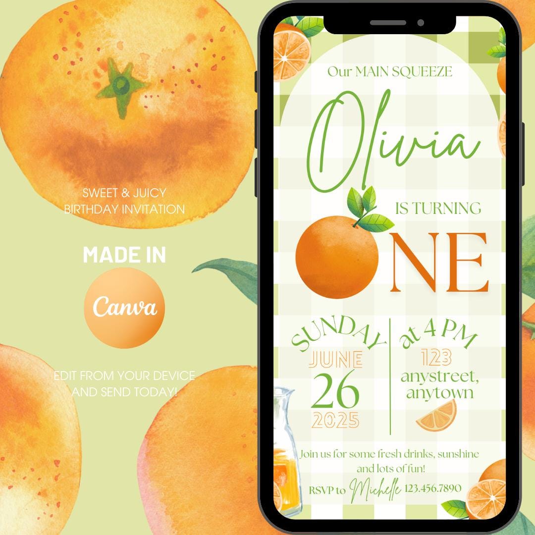 Editable Orange Birthday Invitation, Orange-themed Birthday Party ...