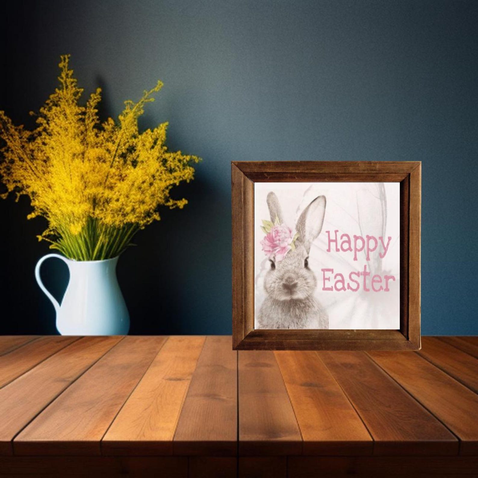 Easter Bunny Wall Art, Easter Decor, Easter Rabbit Art, Happy Easter ...