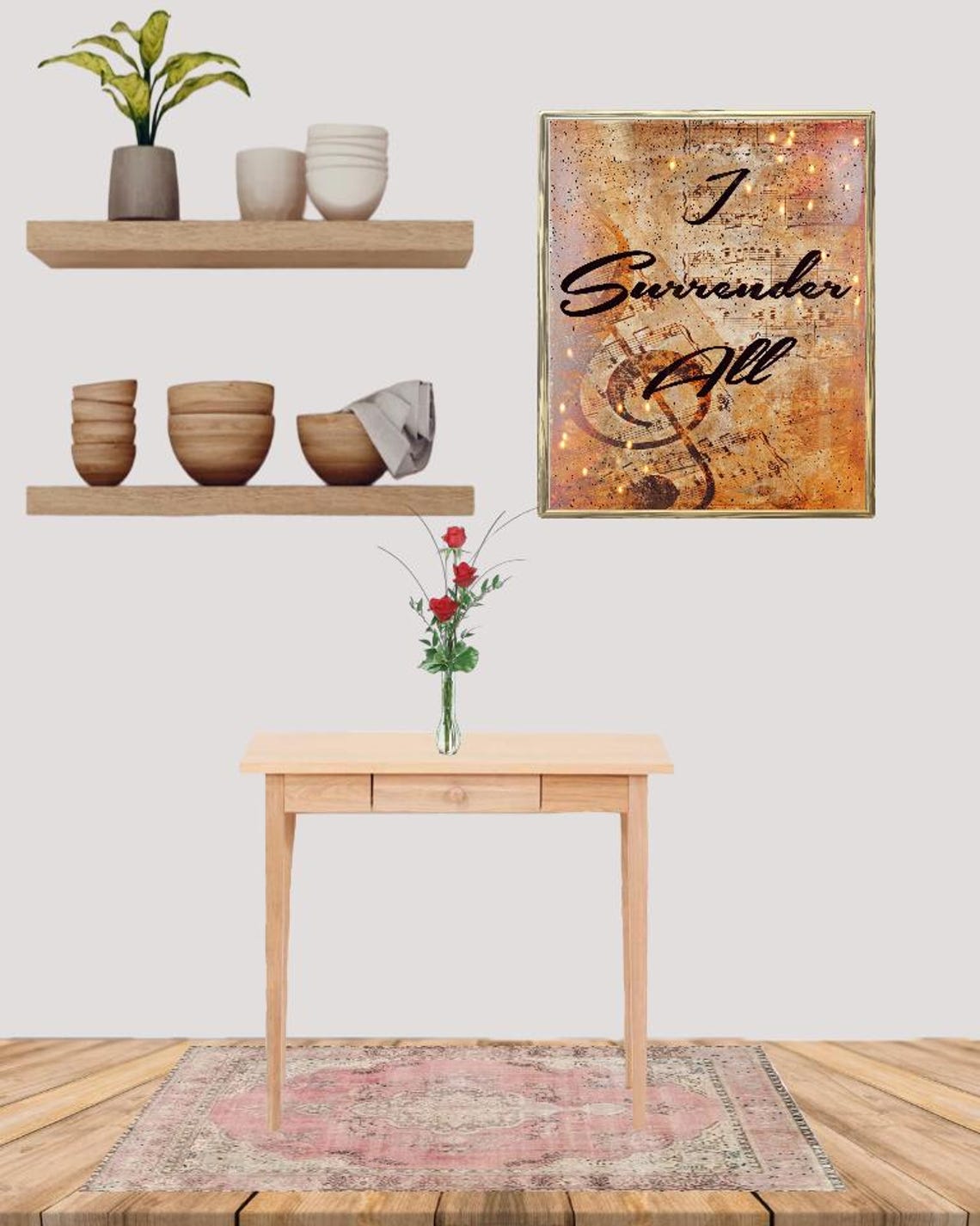 I Surrender All Sign, Printable Wall Art, Living Room Art Print ...