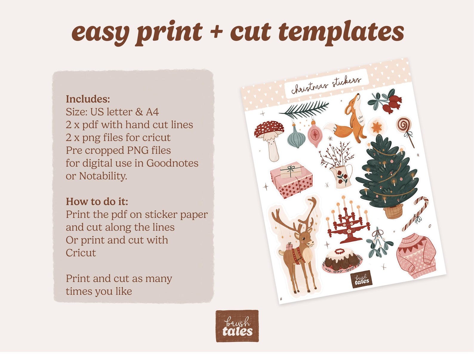 Digital Sticker Christmas Holiday Bundle PNG - Reindeer Book Sticker ...