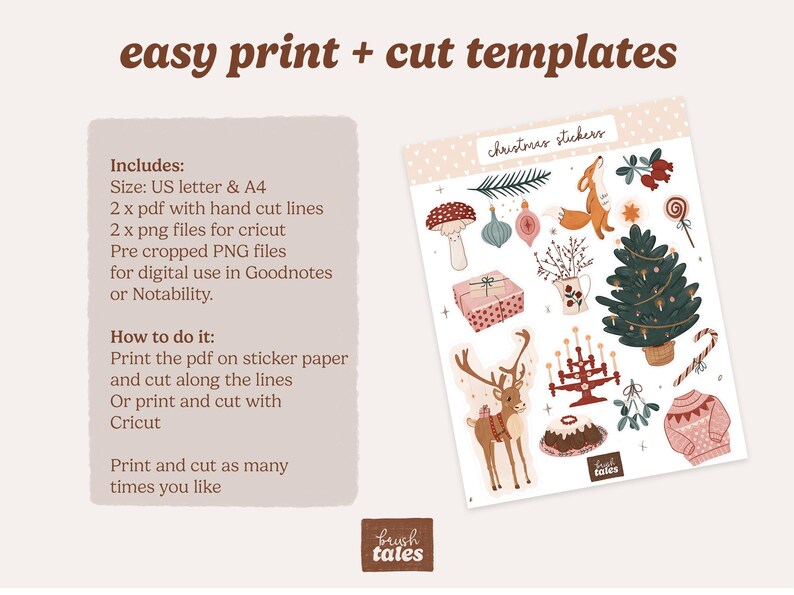 Digital Sticker Christmas Holiday Bundle PNG - Reindeer Book Sticker ...