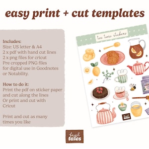 Tea Time Stickers: Hand-drawn Journaling & Planner Stickers (digital ...