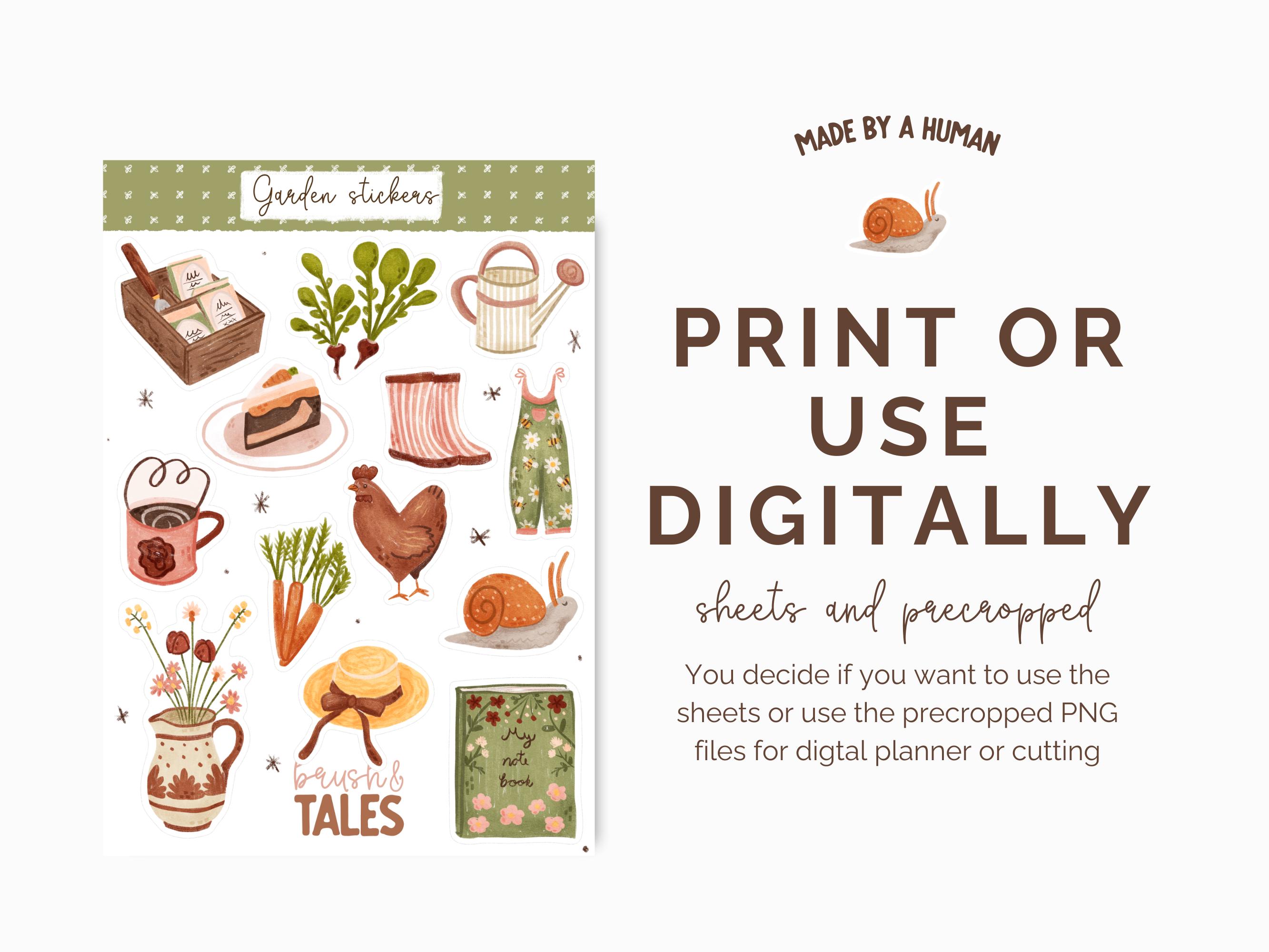 Digital Sticker Spring Garden Bundle PNG - Journaling Stickers ...