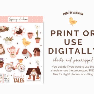 Springtime Sticker Bundle: Hand-drawn Cottagecore Planner Stickers ...