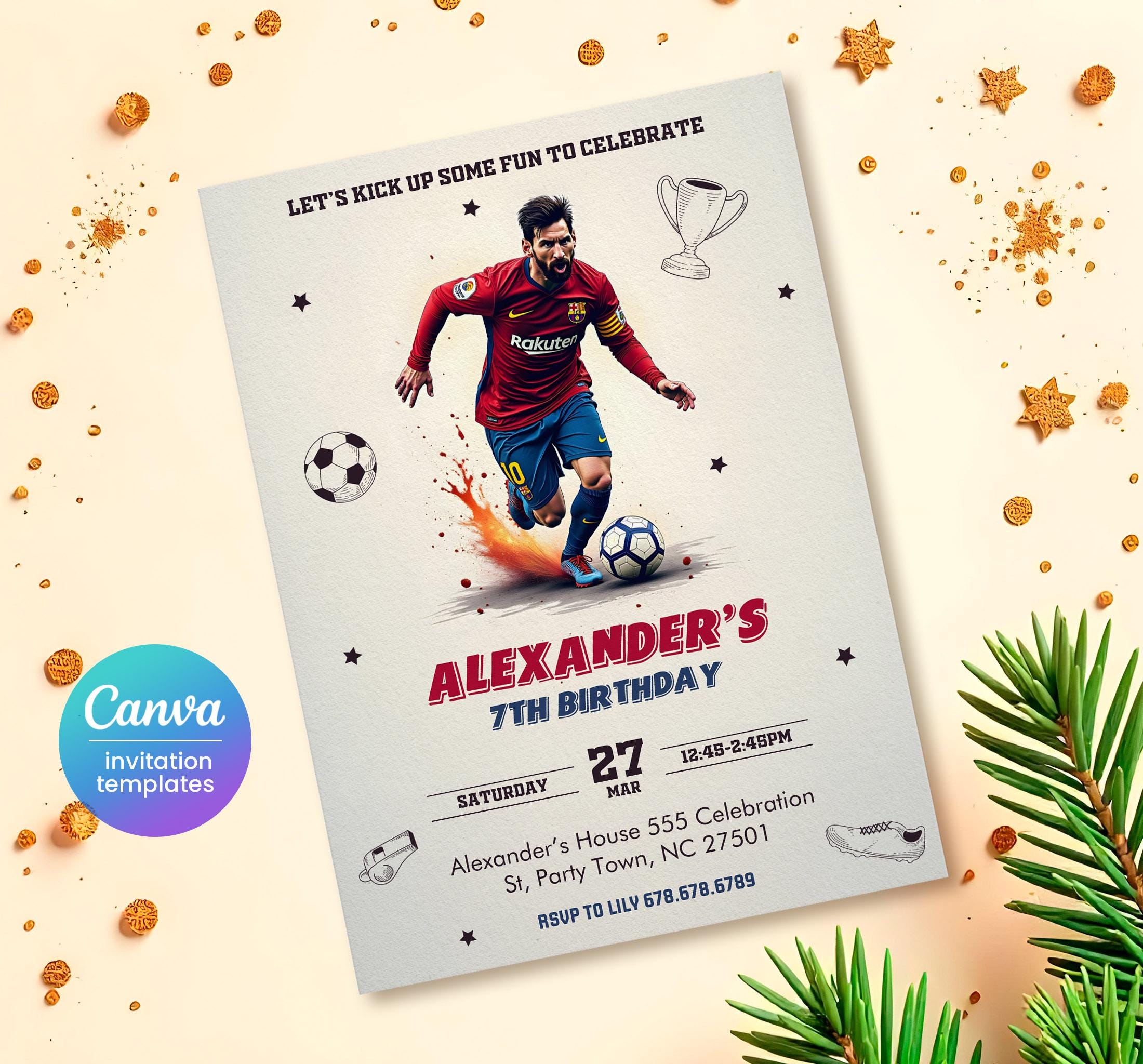 Messi Invitation, Soccer Invitation, Champions League Birthday ...