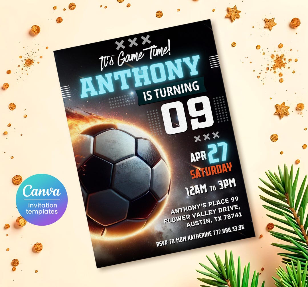 Soccer Invitation, Champions League Birthday Invitation Template, FIFA ...