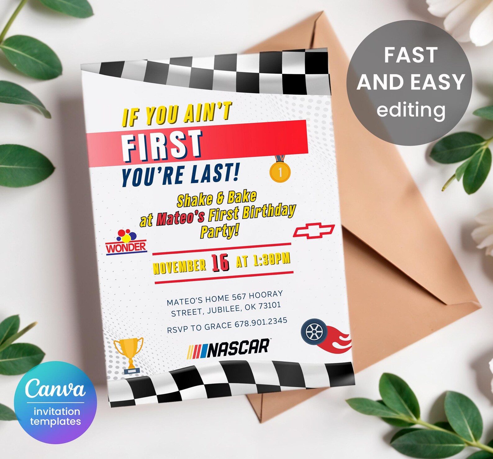 Nascar Party, Shake N Bake Birthday, Ricky Bobby, Boy Racing Invitation ...