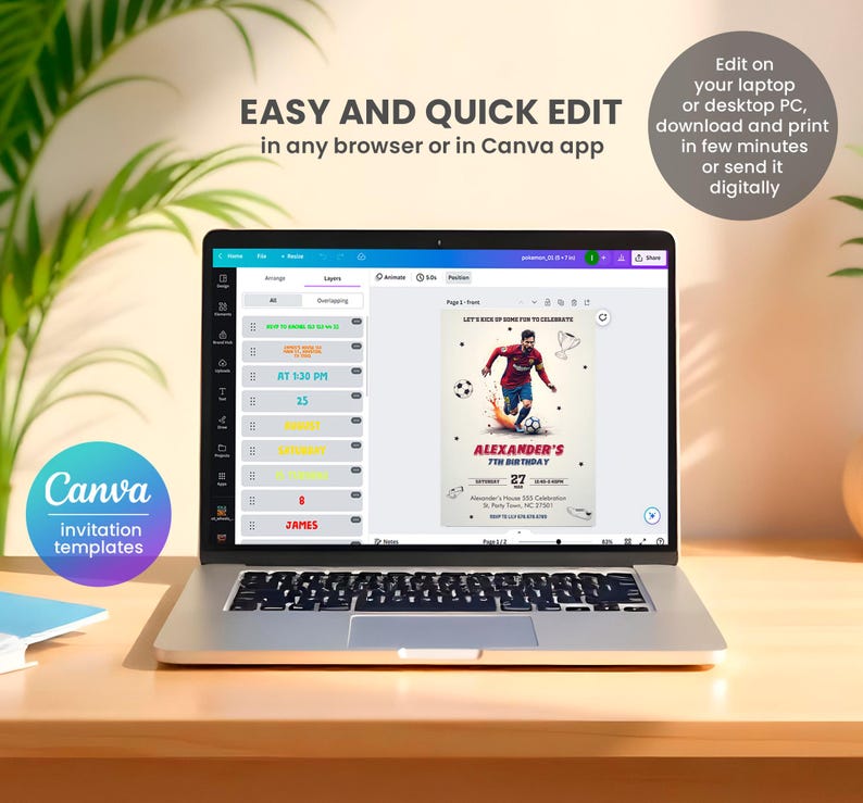 Messi Invitation, Soccer Invitation, Champions League Birthday ...