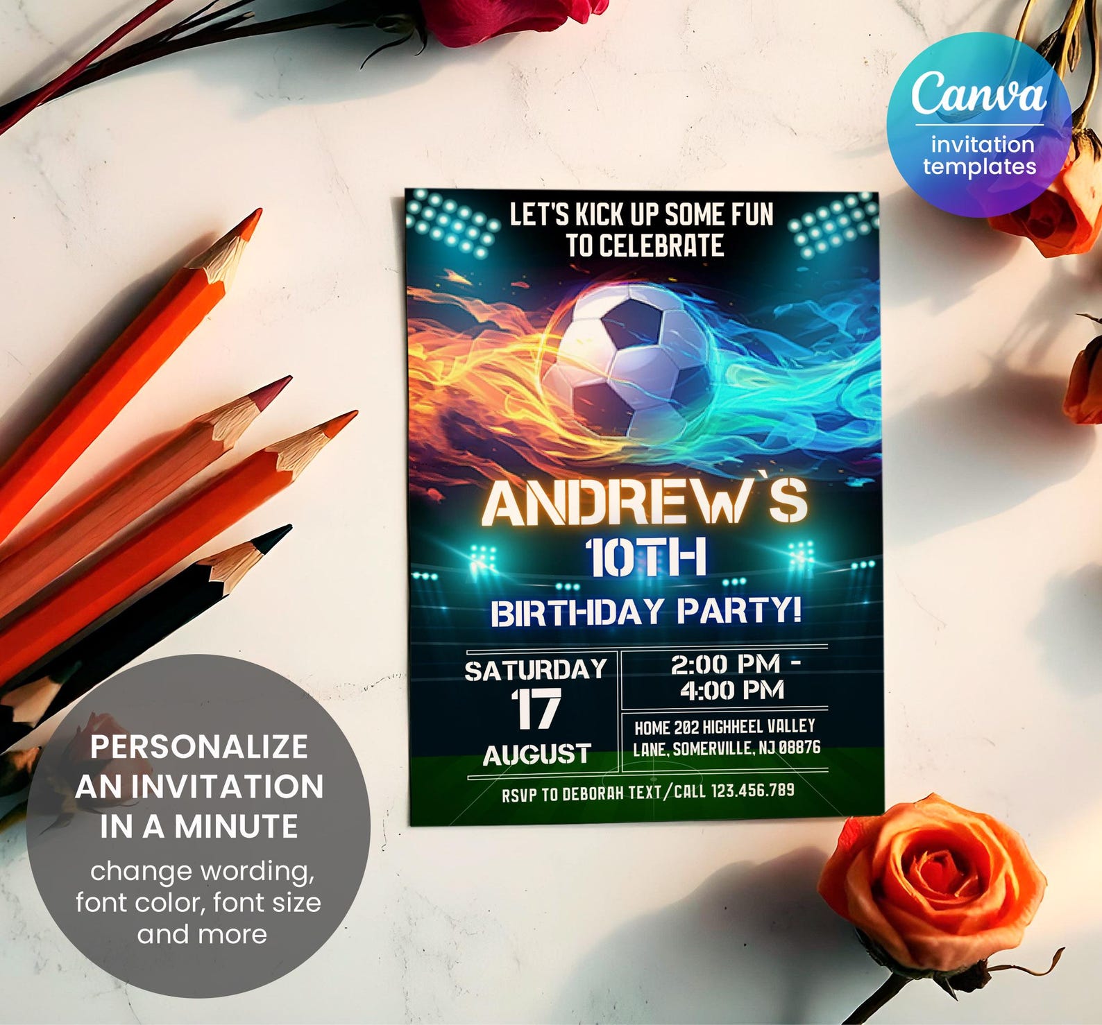 Soccer Invitation, Champions League Birthday Invitation Template, FIFA ...